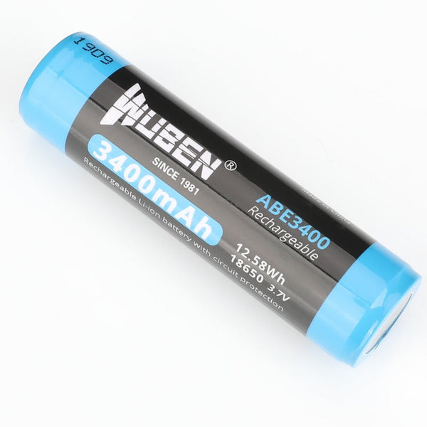 Wuben ABE3400 Best 18650 Rechargeable Battery for Flashlight - 3400mAh
